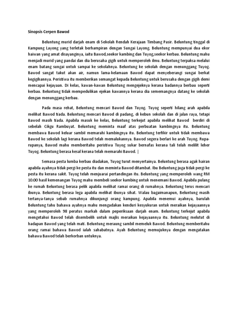 Sinopsis Cerpen Bawod | PDF