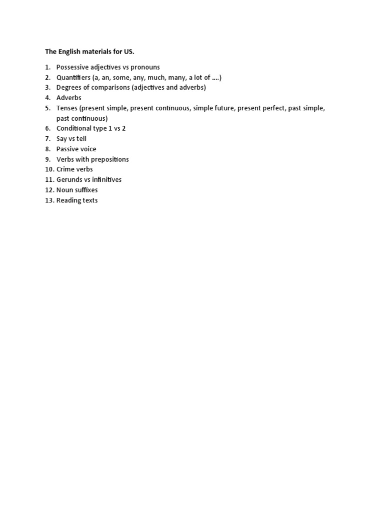 The English Materials For US | PDF