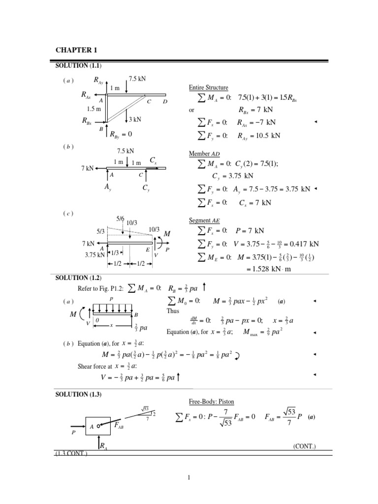 Structural analysis solutions chapter 1 | PDF | Mathematical Objects ...