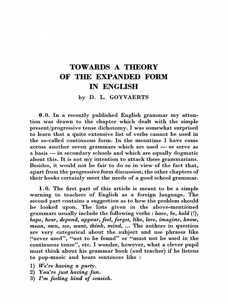Towards A Theory of The Expanded Form in English | PDF | Grammar ...