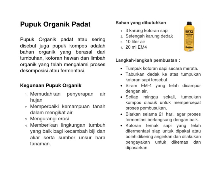 Cara Membuat Pupuk Organik Padat | PDF