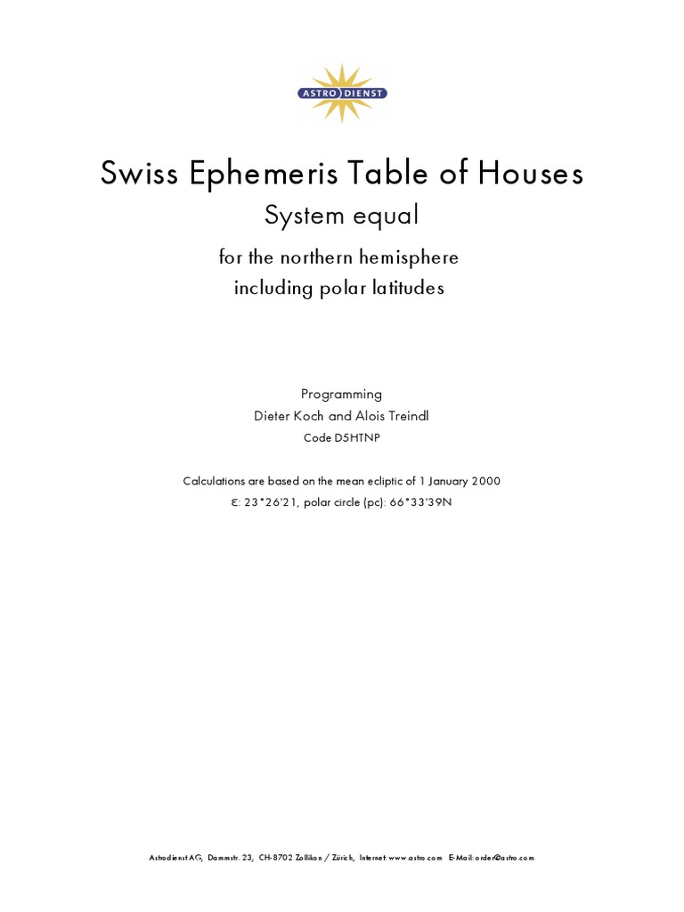 Swiss Table of Houses Equal | PDF | Latitude | Geophysics