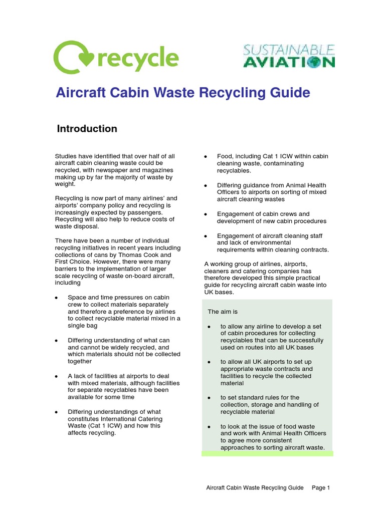 Aircraft Cabin Waste Recycling Guide | PDF | Recycling | Airport