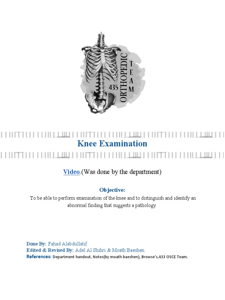 Knee Examination | PDF | Knee | Joints