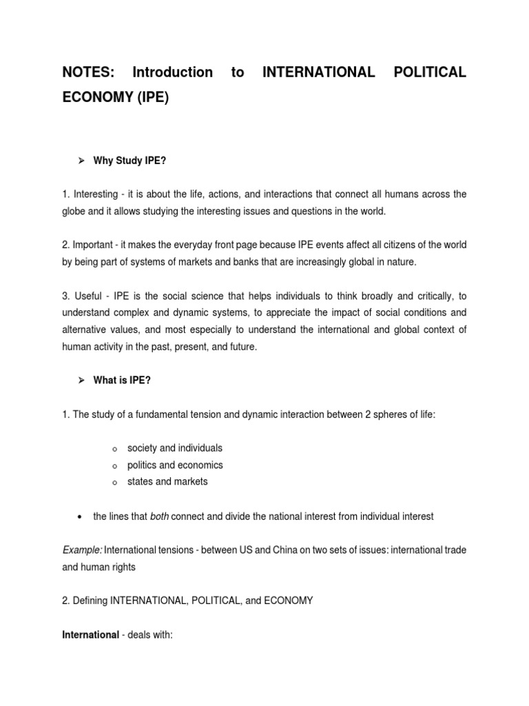 The WHAT & WHY - Introduction To International Political Economy ...