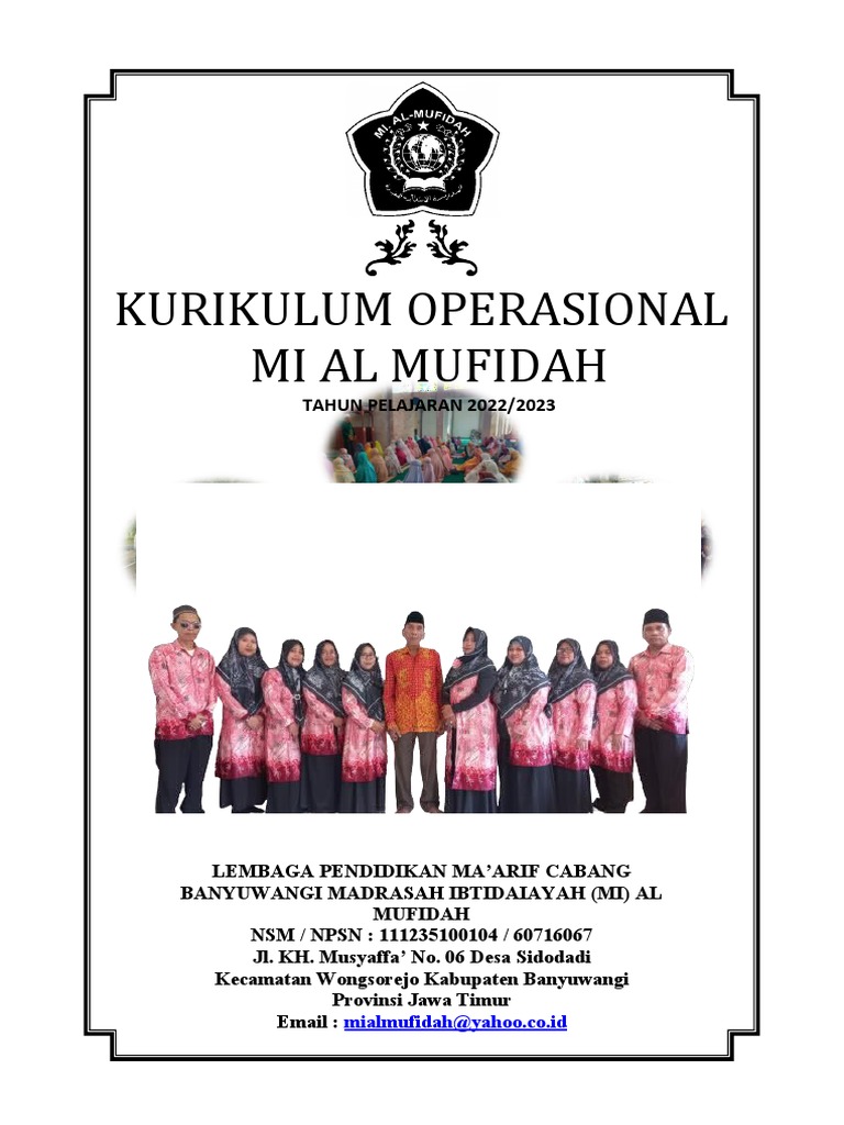 Kurikulum Operasional MI Al Mufidah 2022 | PDF