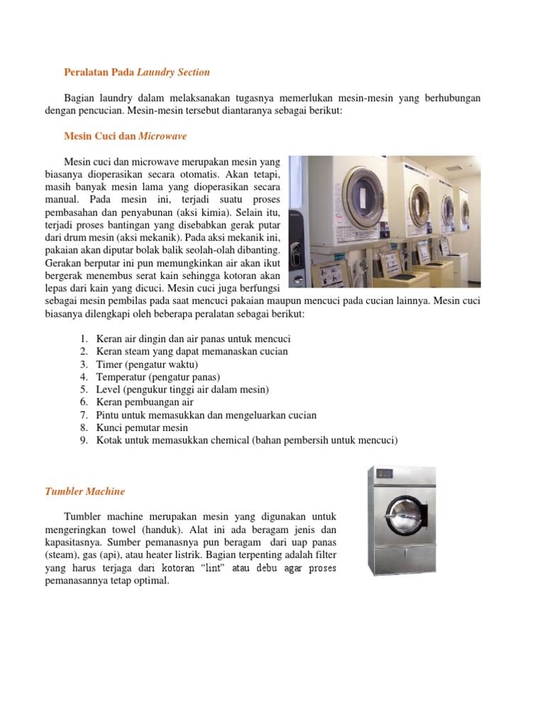 Pertemuan 3 Peralatan Pada Laundry Section Pdf