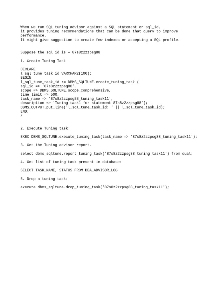 14 SQL Tuning Advisor | PDF