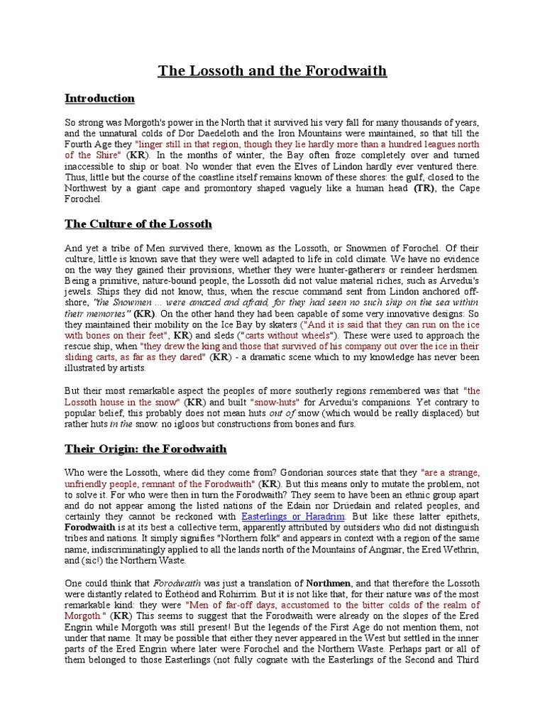 Lossoth & Forodwaith | PDF | Middle Earth