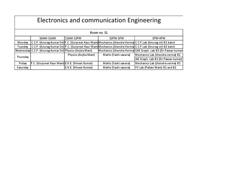 EC 1st Year Time Table | PDF | Teaching Methods & Materials | Science ...