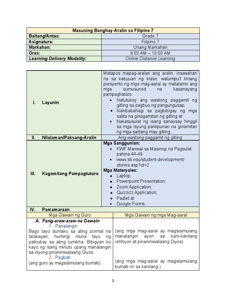 Final Detailed Lesson Plan Gitling | PDF