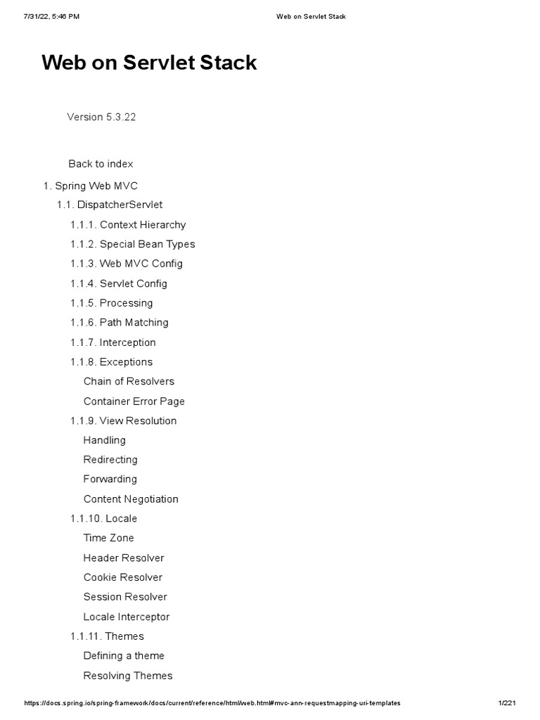Web On Servlet Stack Pdf Spring Framework Java Programming Language 9381