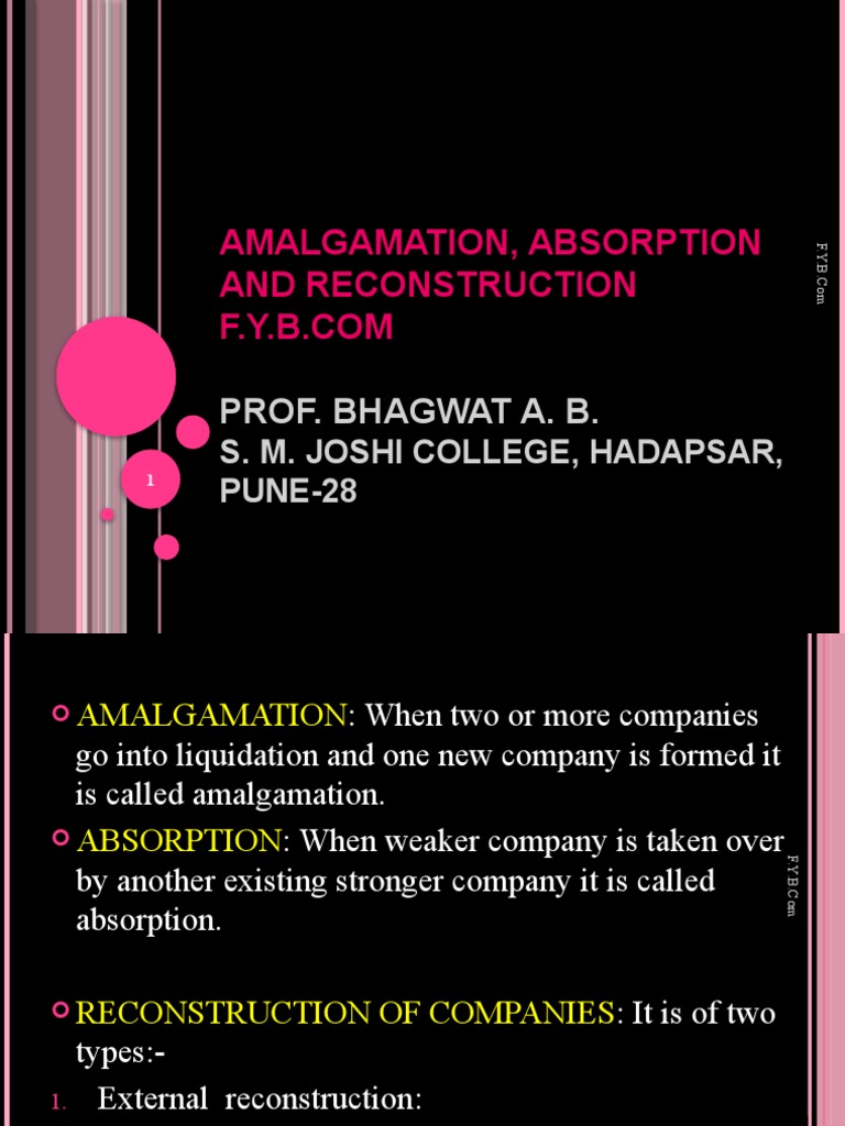 Amalgamation and Absorption Explained | PDF | Equity (Finance ...