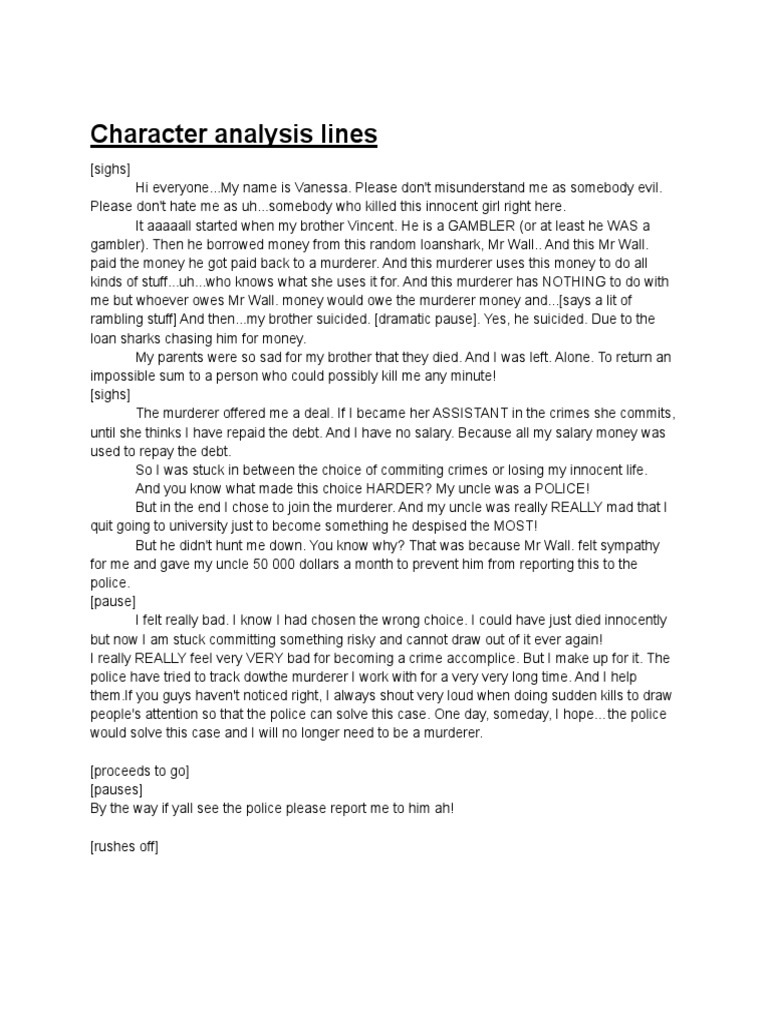 Fictional Character Monologue Script | PDF