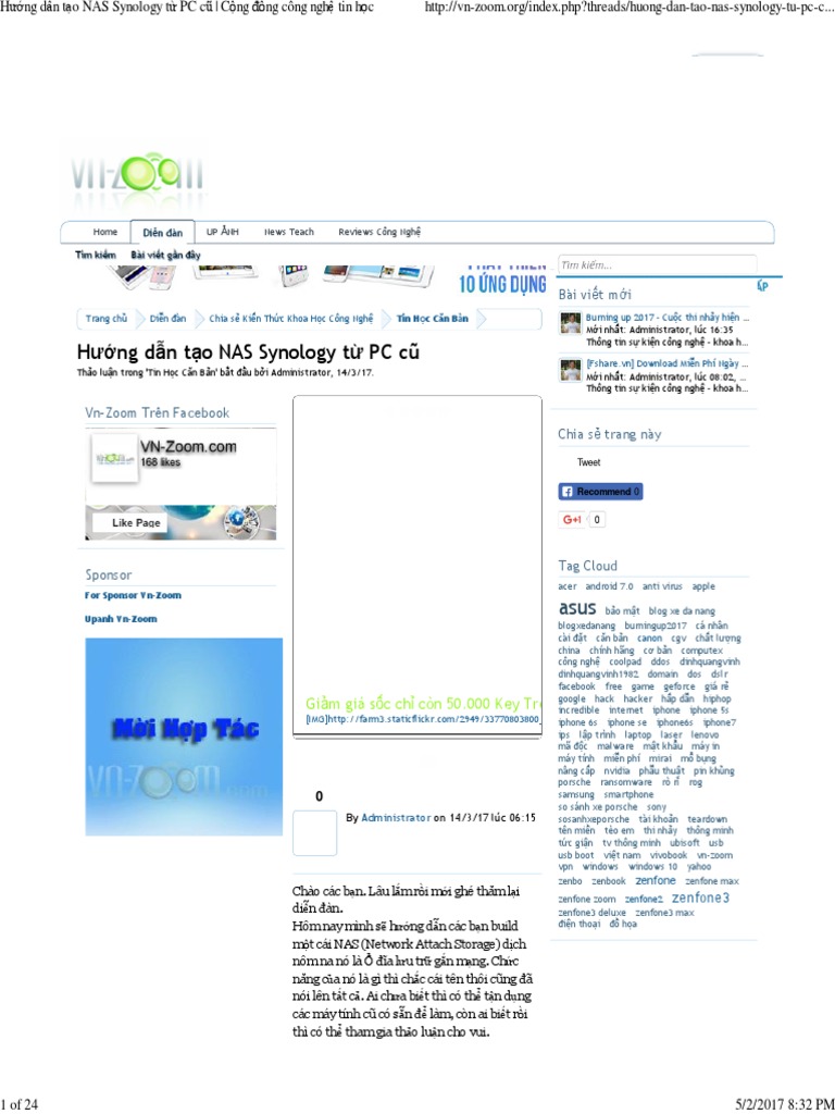 Hu - NG D - N T - o NAS Synology T - PC Cu - C - NG D - NG Công NGH - Tin H - C | PDF
