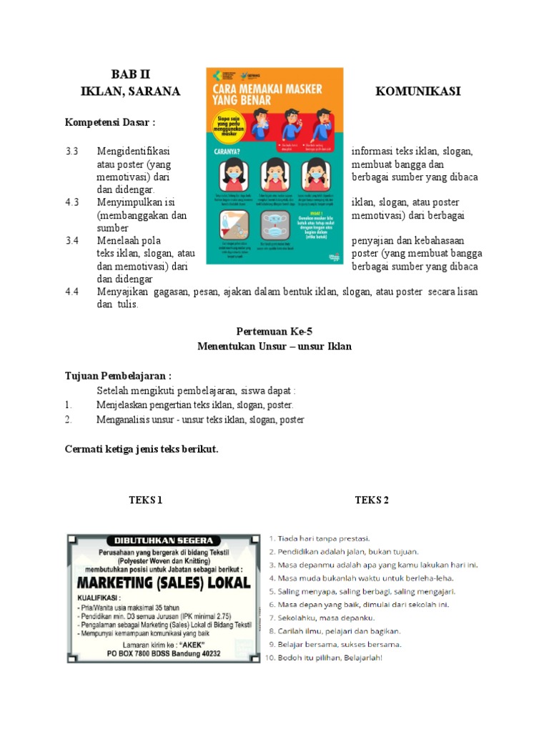 Pertemuan Ke-5 Teks Iklan (Word) | PDF