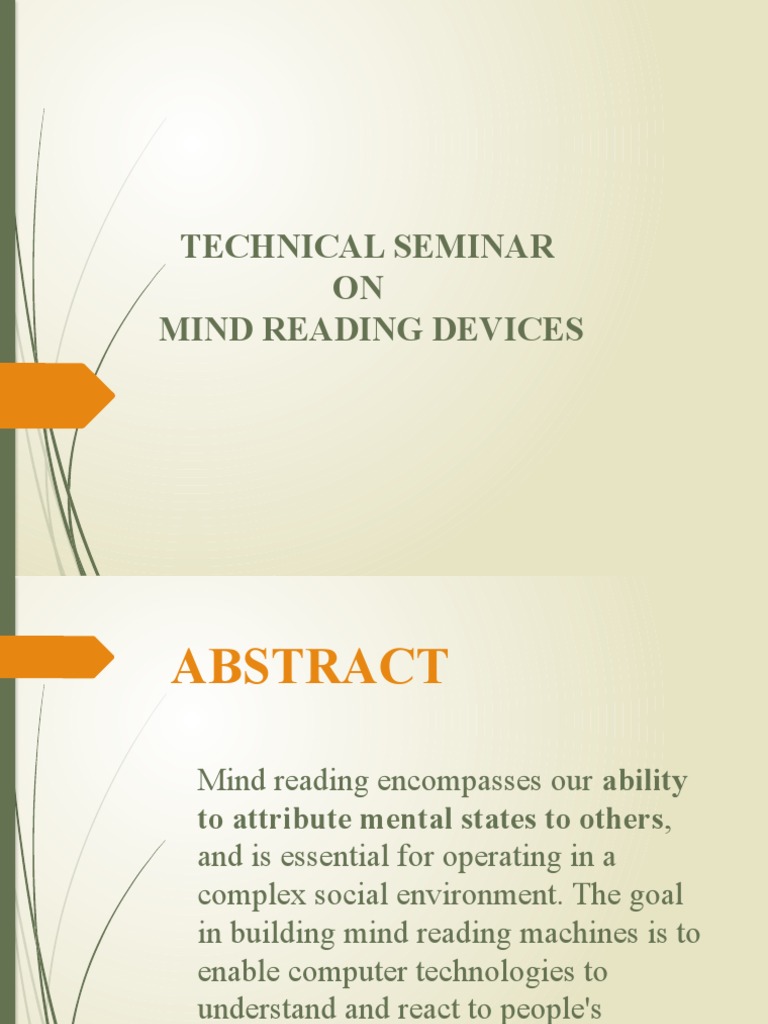 Technical Seminar ON Mind Reading Devices | PDF | Mind | Brain