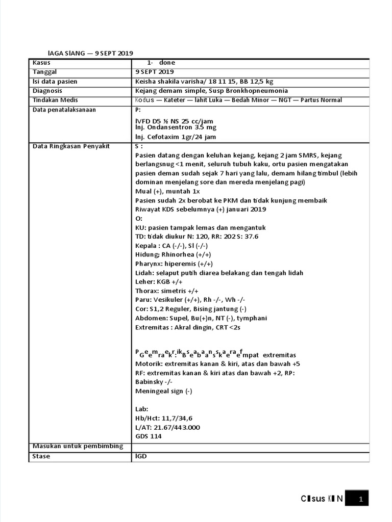 PDF Kasus Borang Internship Igd Jilid 1 Done | PDF