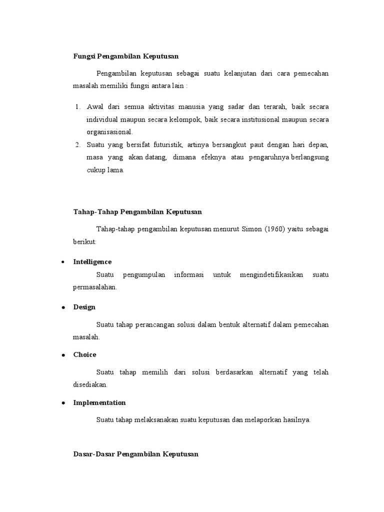 Fungsi dan Tahap Pengambilan Keputusan | PDF | Sains & Matematika