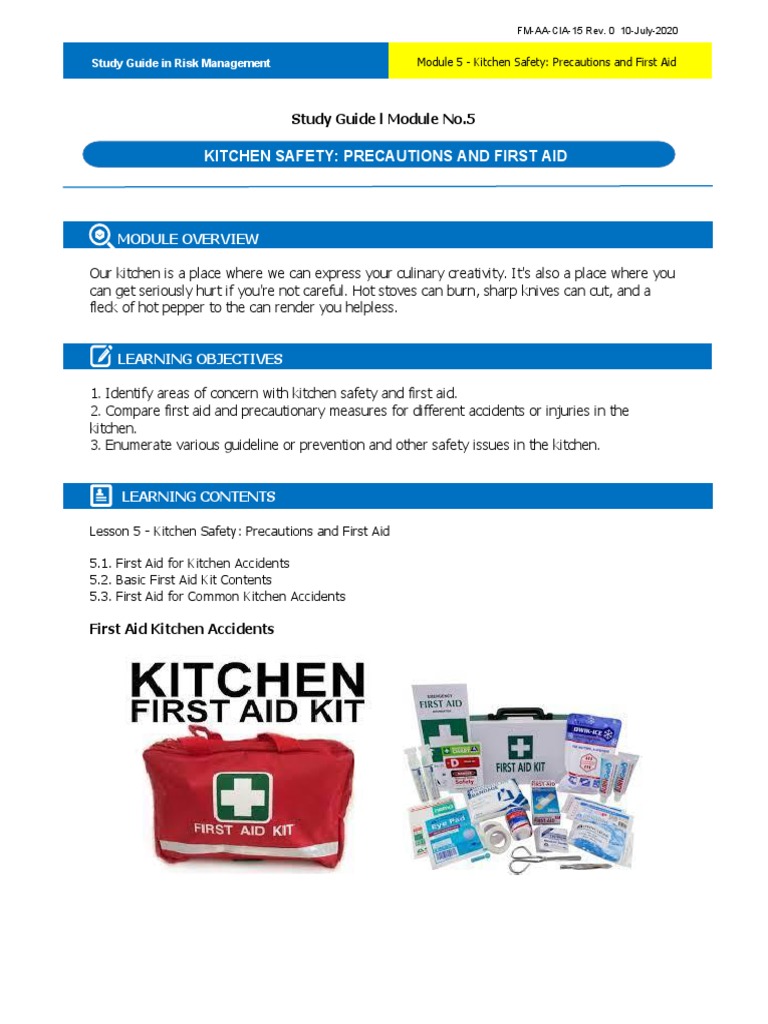 Kitchen Safety and First Aid Guide | PDF | First Aid | Medical Emergencies
