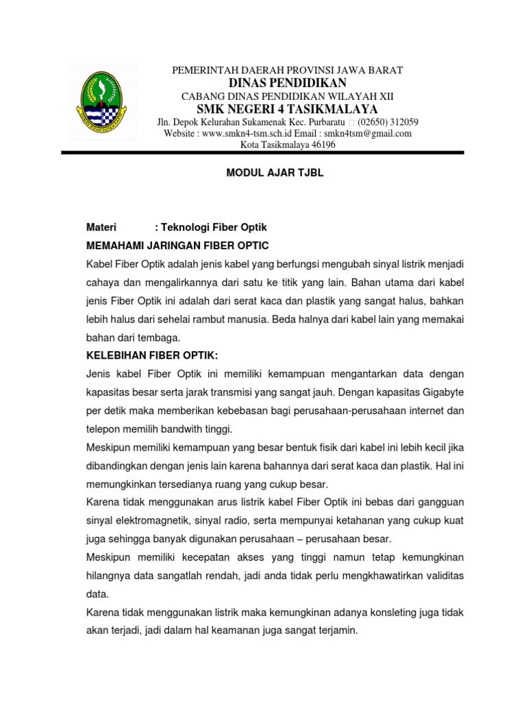 Modul Ajar Fiber Optik | PDF