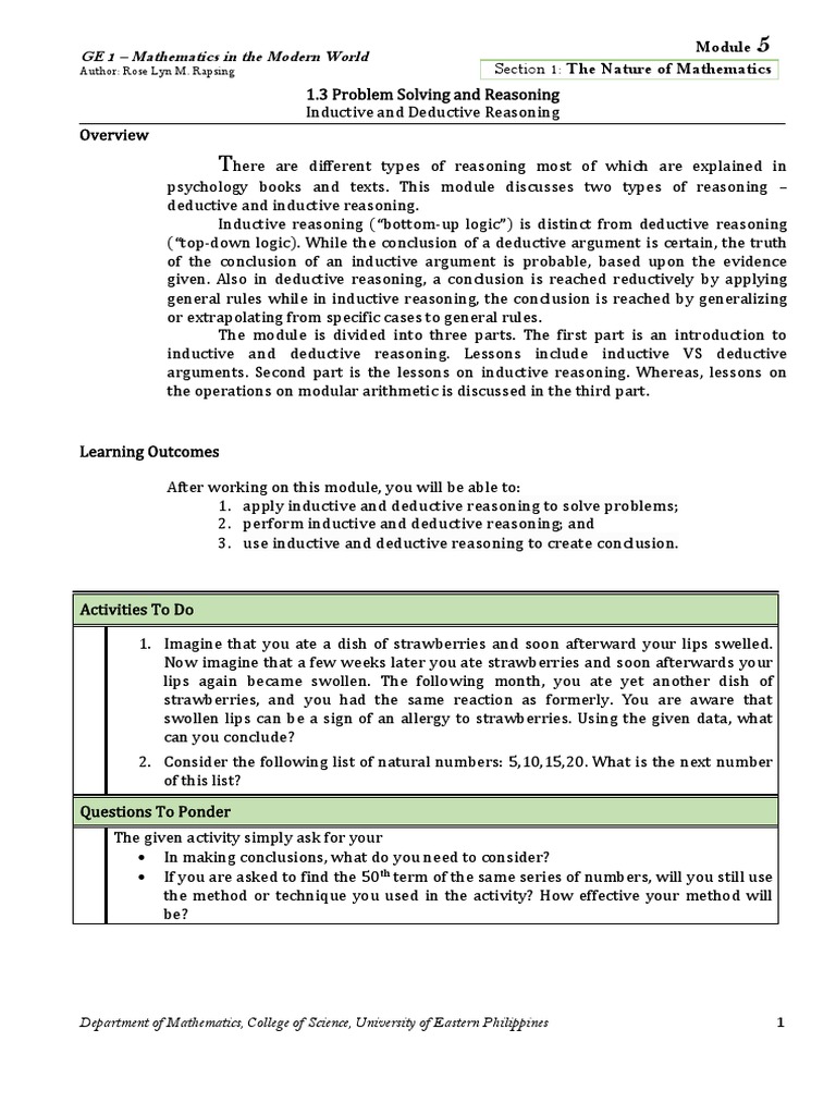 M - 5 - MMW | PDF | Inductive Reasoning | Argument