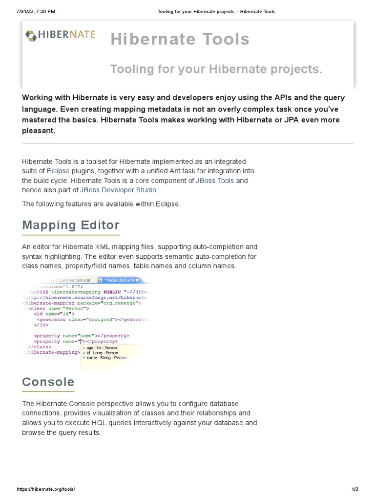 Tooling For Your Hibernate Projects. - Hibernate Tools | PDF | Computing | Software Design