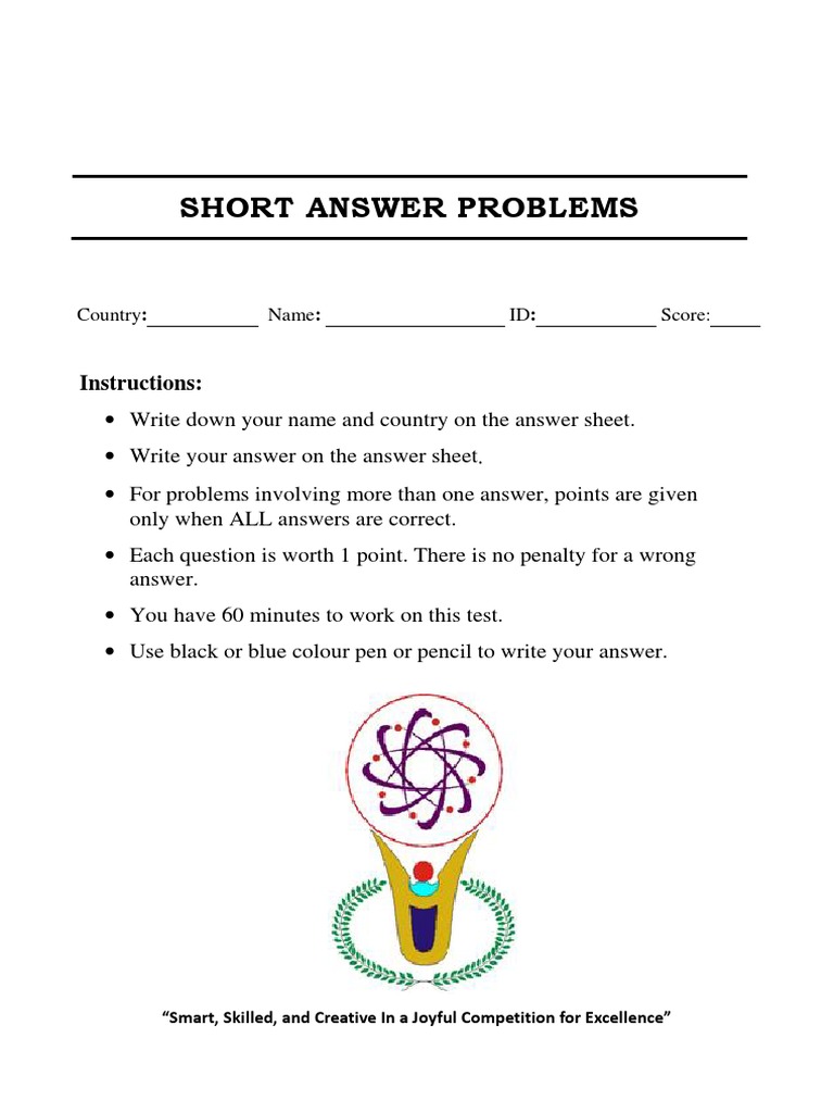 Short Answer Math and Science Problems | PDF | Area | Triangle