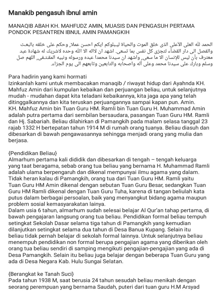 KH Mahfudz Amin | PDF | Ilmu Sosial | Kajian Bahasa Asing