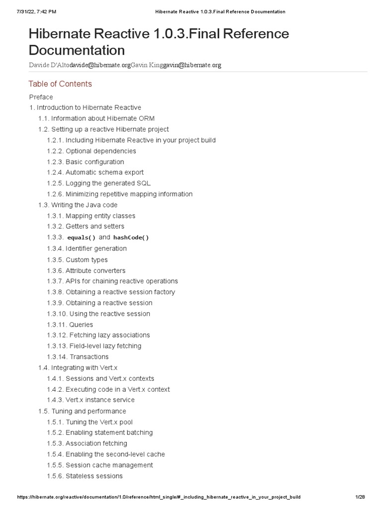 Hibernate Reactive 1.0.3.final Reference Documentation | PDF | Class (Computer Programming ...