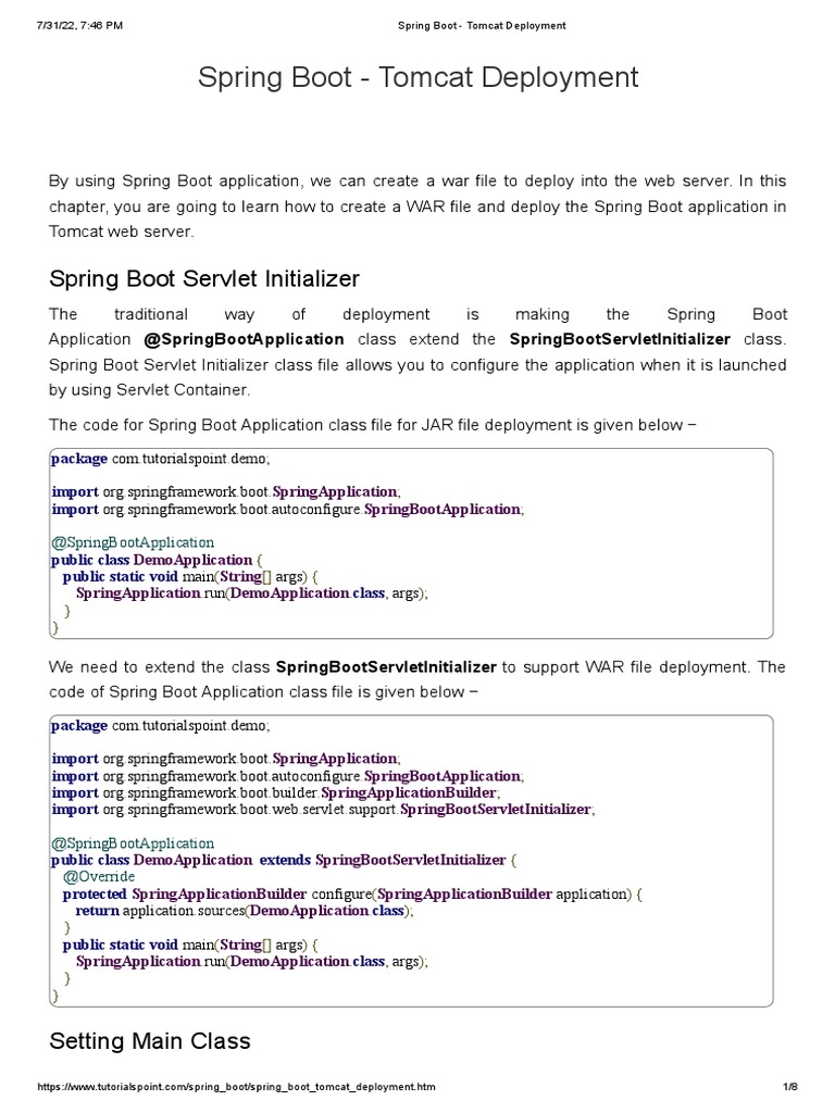 Spring Boot - Tomcat Deployment | PDF | Spring Framework | Computer Engineering