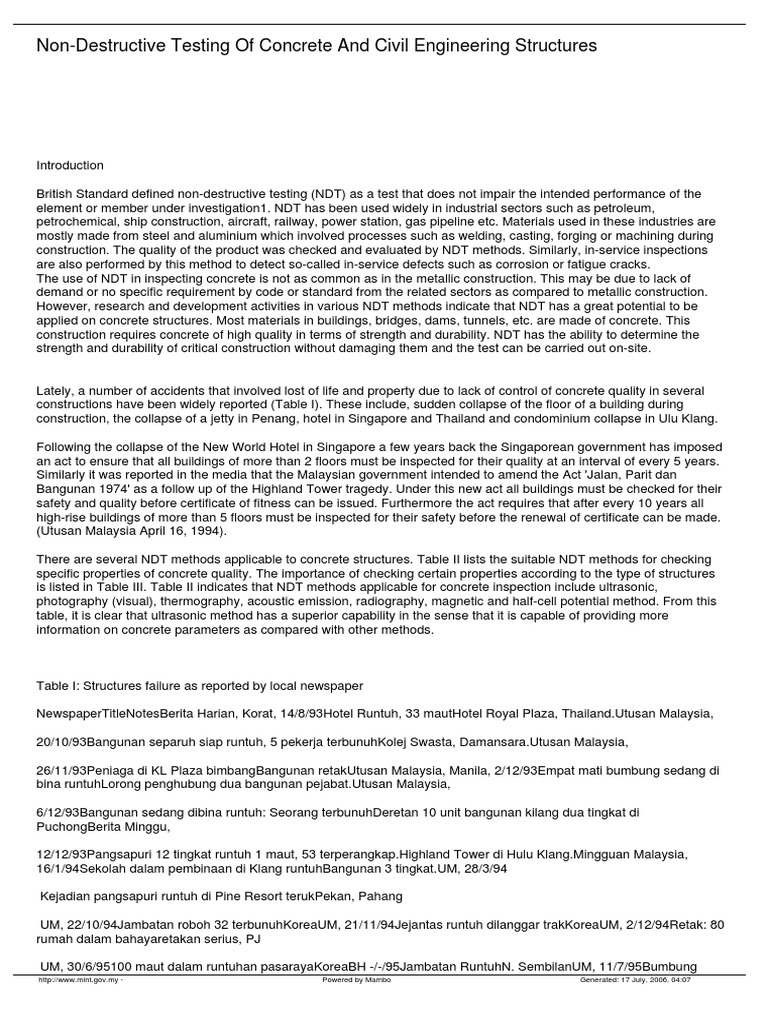 Non-Destructive Testing of Concrete and Civil Engineering Structures ...