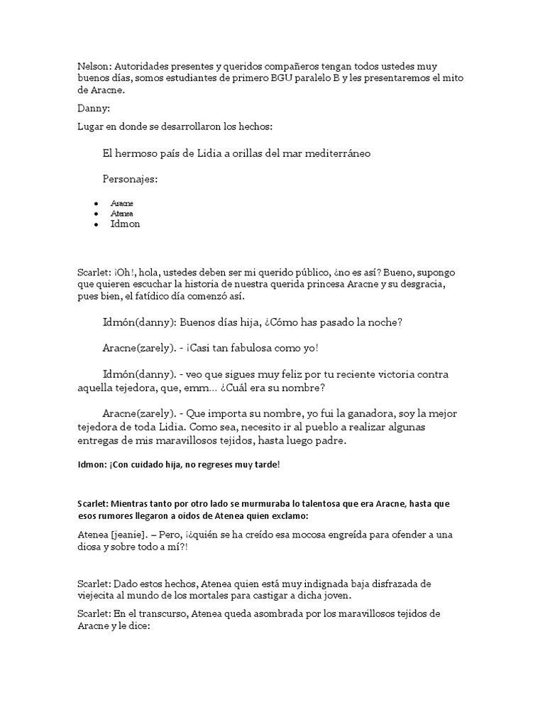 El Mito de Aracne y la Soberbia | PDF | Atenea