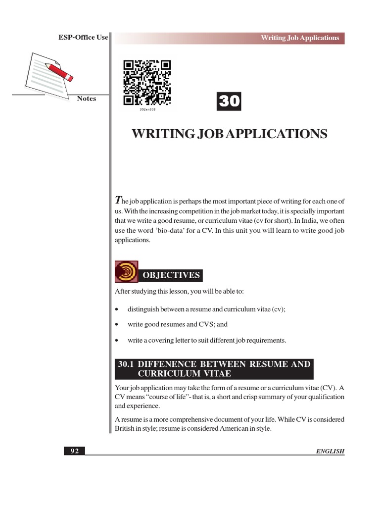 Writing Job Applications: ESP-Office Use | PDF | Résumé