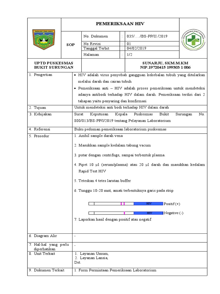 Sop Pemeriksaan HIV | PDF