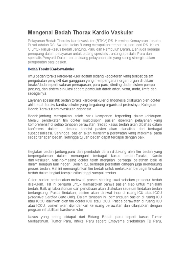 Bedah Thoraks Dan Vaskuler | PDF