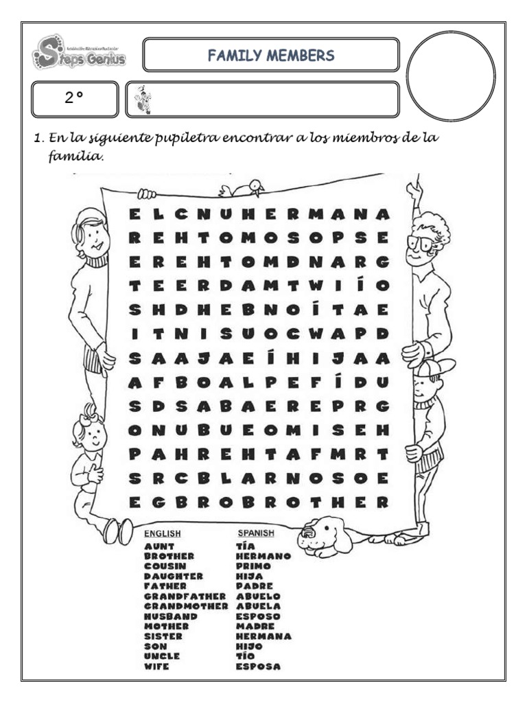 Miembros de la familia en pupiletra | PDF