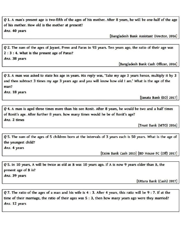 Age & Average (Questions) | PDF