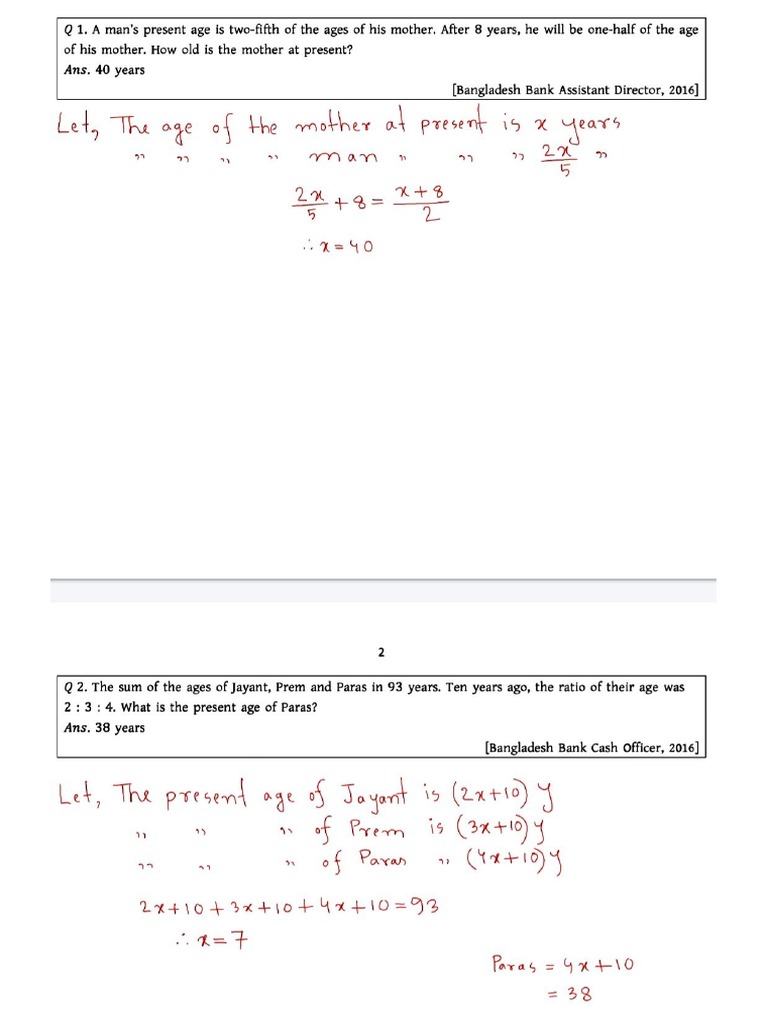 Age & Average (Solutions) | PDF