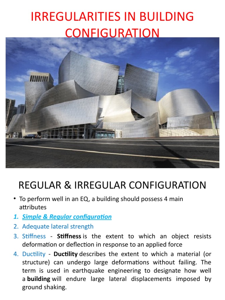 Irregularities in Building Configuration | PDF | Stiffness | Strength ...