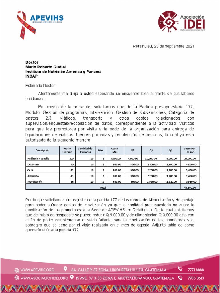Carta A INCAP | PDF