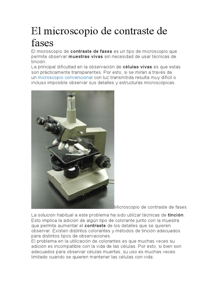 El Microscopio de Contraste de Fases | PDF | Ligero | Olas