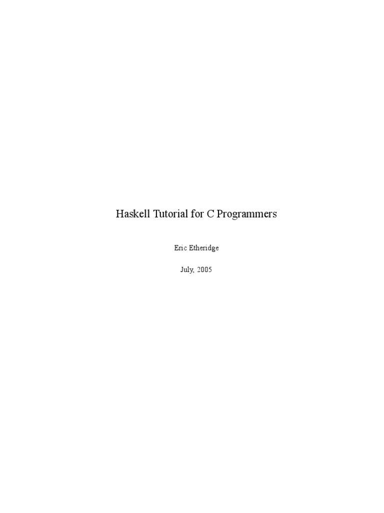 Haskell Tutorial For C Programmers en | PDF