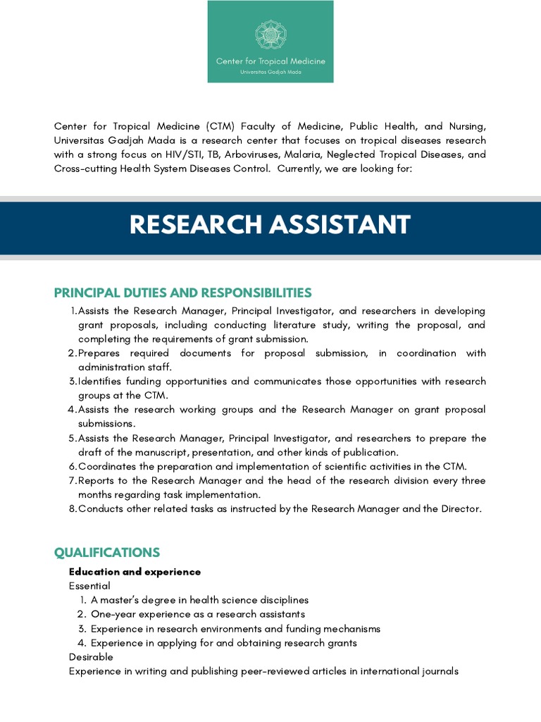 Research Assistant: Principal Duties and Responsibilities | PDF ...