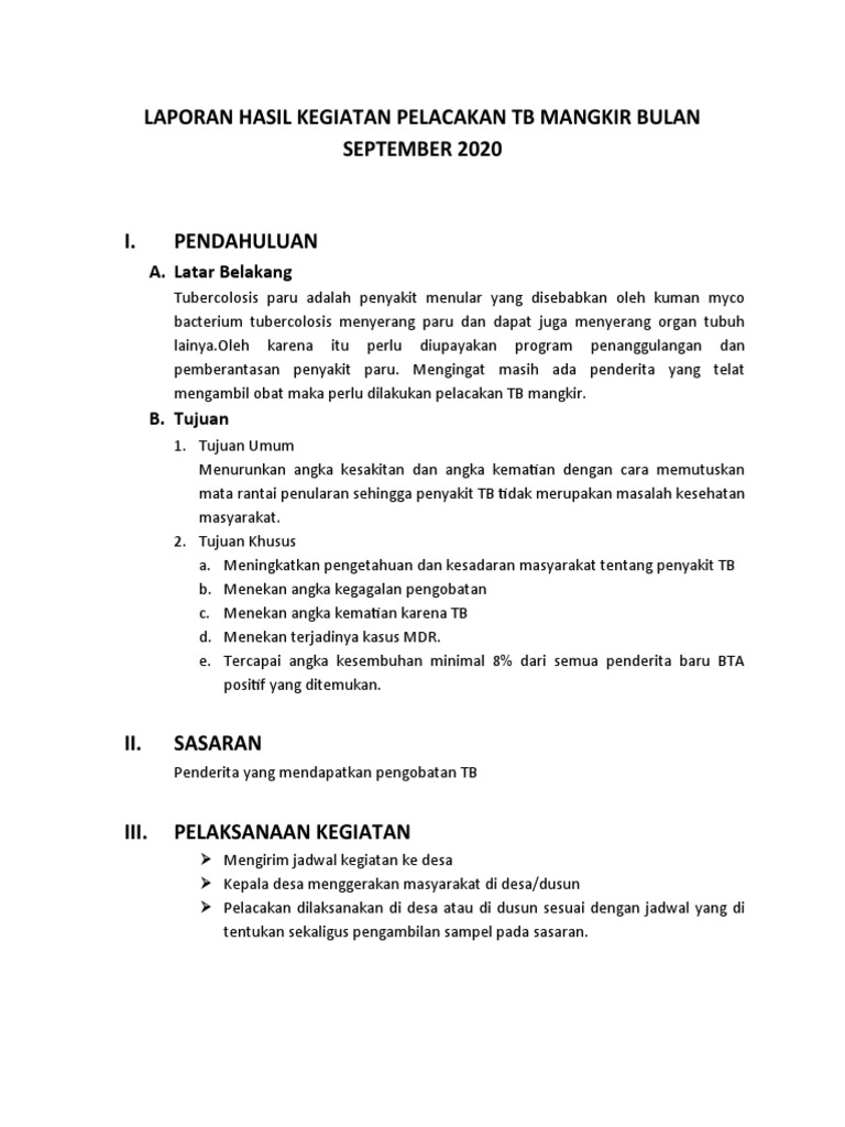 Pelacakan TB Mangkir September 2020 | PDF | Ilmu Sosial | Pengembangan Diri