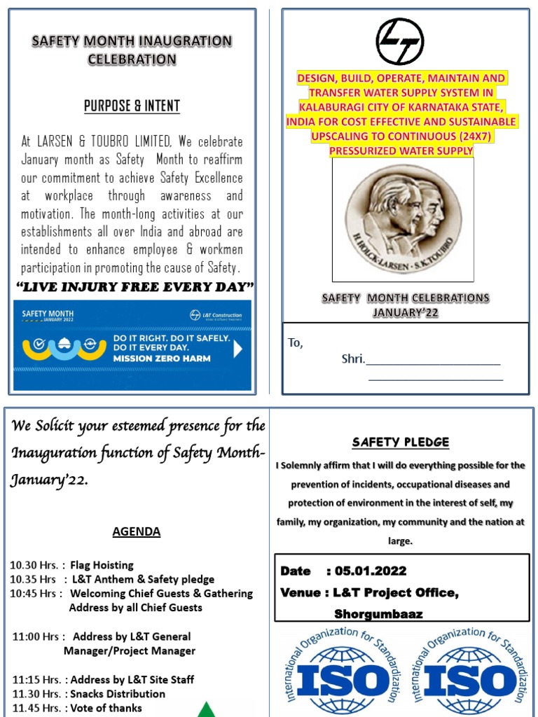 L&T Invitation Safety Month Inaugration-Jan'22 | PDF