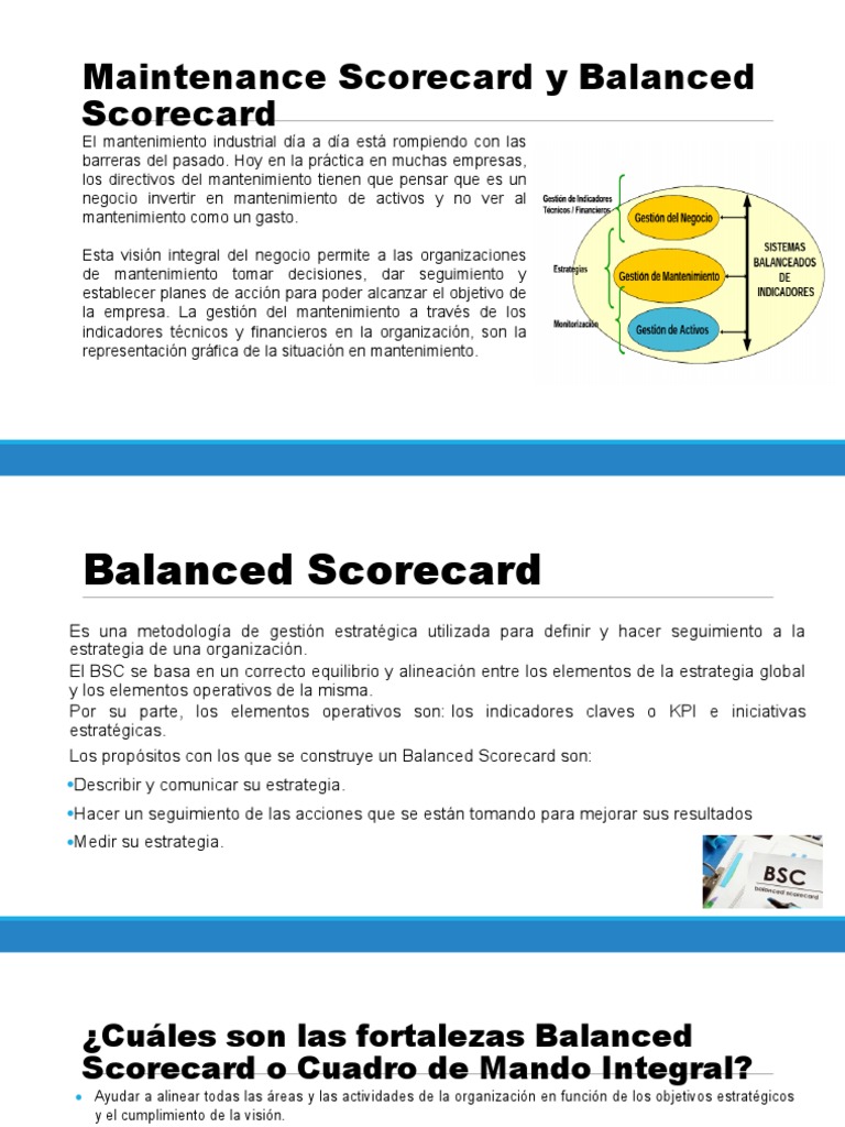 Maintenance Scorecard y Balanced Scorecard | PDF | Benchmarking | Cognición