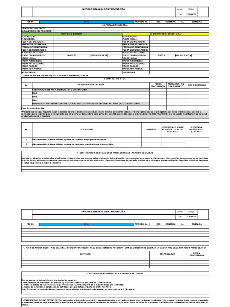 Informe Semanal de Interventoría | PDF