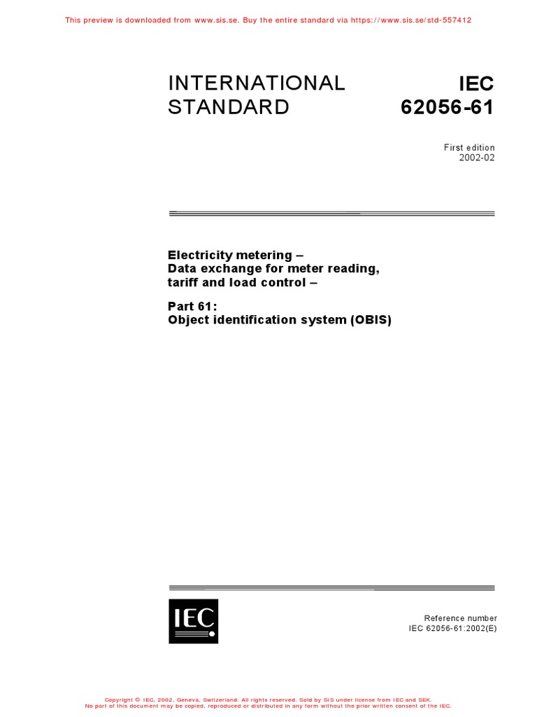 Iec 62056 61 2002 en PDF | PDF | International Electrotechnical ...