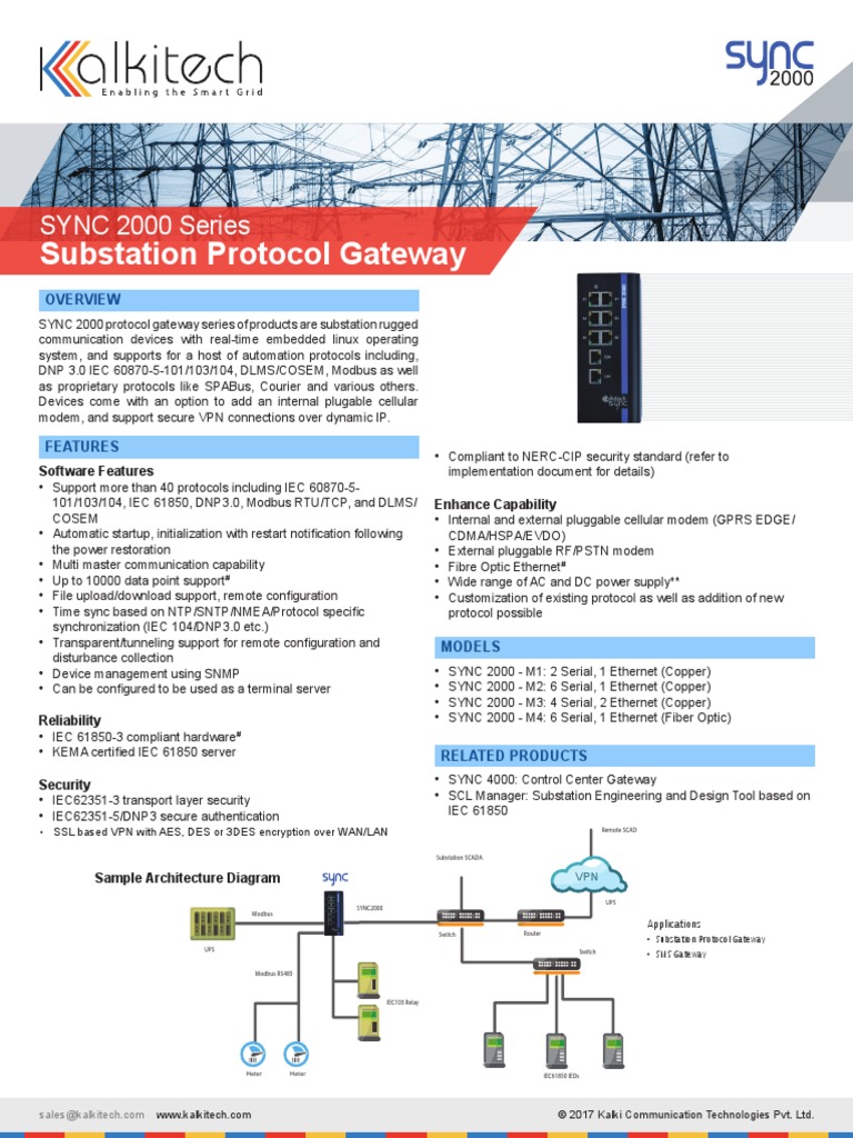 Substation Protocol Gateway: SYNC 2000 Series | Download Free PDF ...